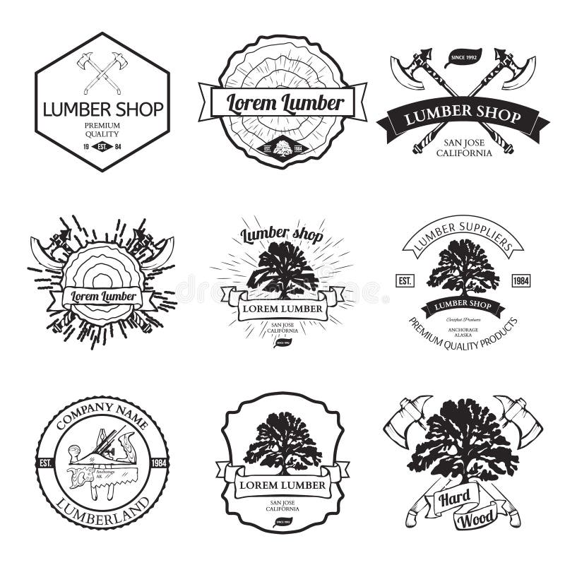 Lumber Shop Label Design Elements Vector Stock Vector - Illustration of ...