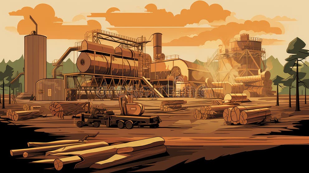 Lumber tree logging stock illustration. Illustration of processing ...