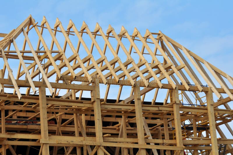 Lumber Used for the Construction or Reconstruction of Roofs Stock Photo ...