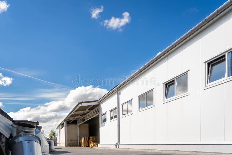 Lumber and Warehouse Territory in Perspective View Stock Photo - Image ...