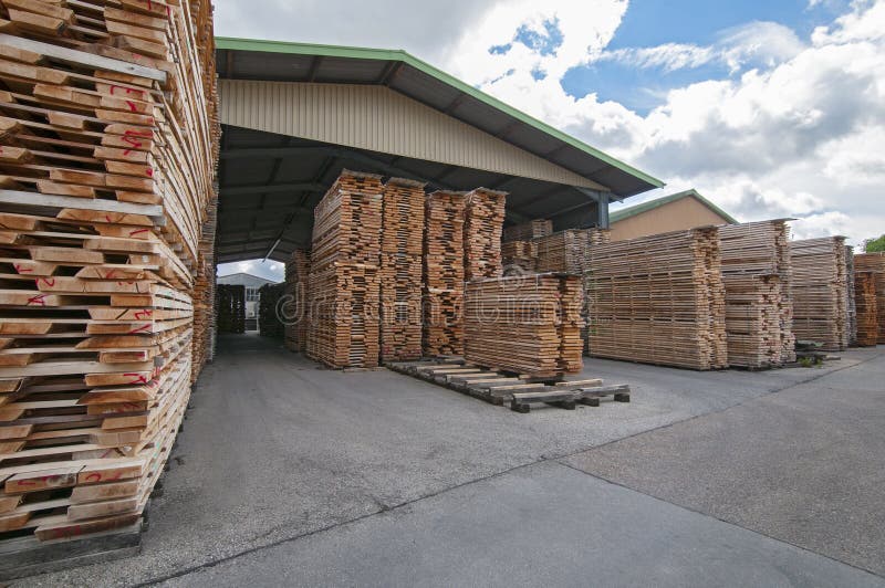 Lumber yard, wooden boards stock image. Image of fiber - 97808581