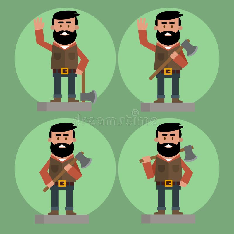 Lumberjack avatars set stock vector. Illustration of cute - 68637651