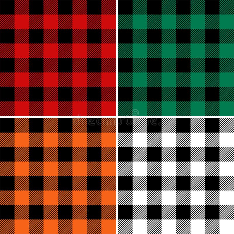 Lumberjack Buffalo Check Plaid Pattern. Set of Vector Seamless Patterns ...