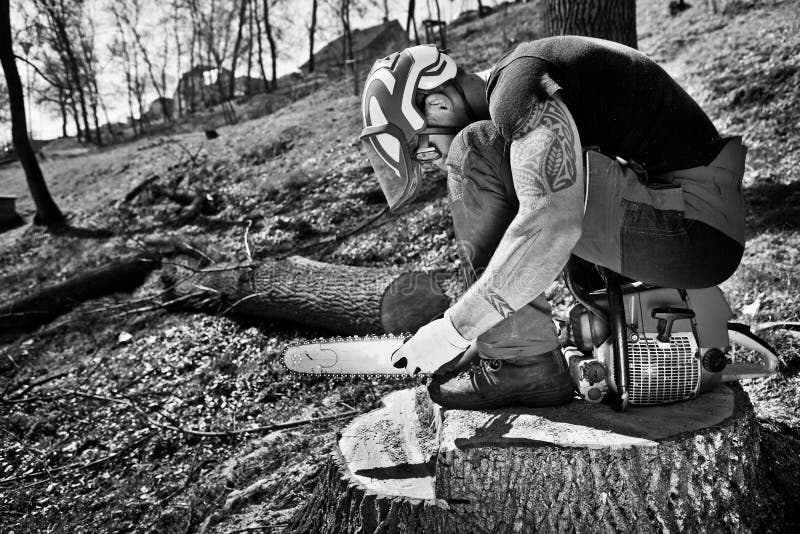 Lumberjack with chainsaw stock image. Image of professional - 97851415