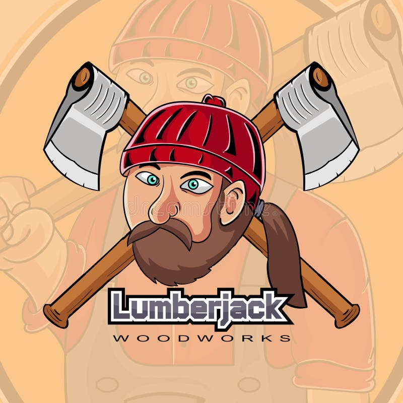 Lumberjack Head Mascot Vector Logo Cartoon Stock Vector - Illustration ...