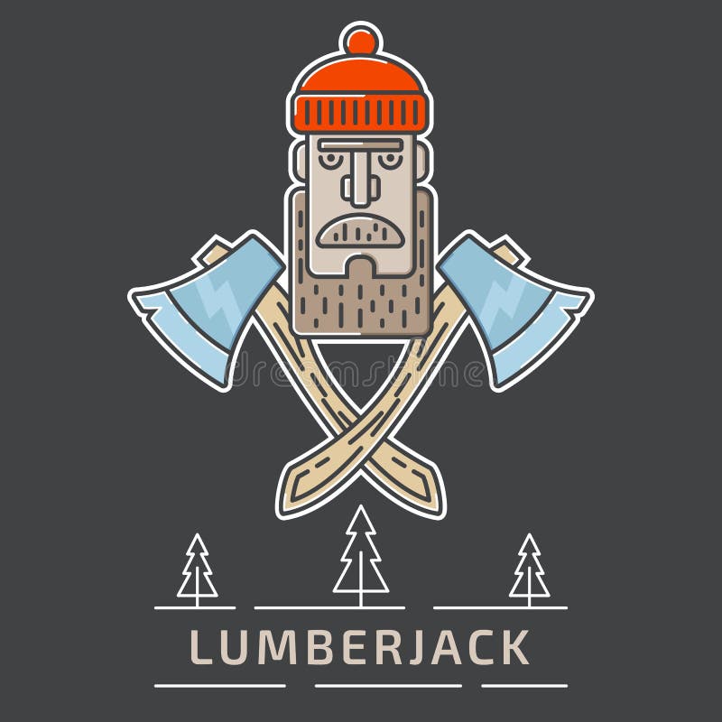 Lumberjack Logo, T-shirt Design with Illustrated Wood, Trees, Axes and ...