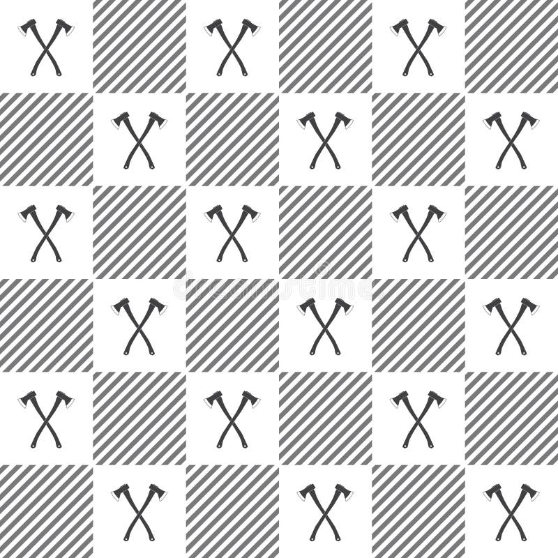 Lumberjack Plaid Pattern with Axes Stock Vector - Illustration of retro ...
