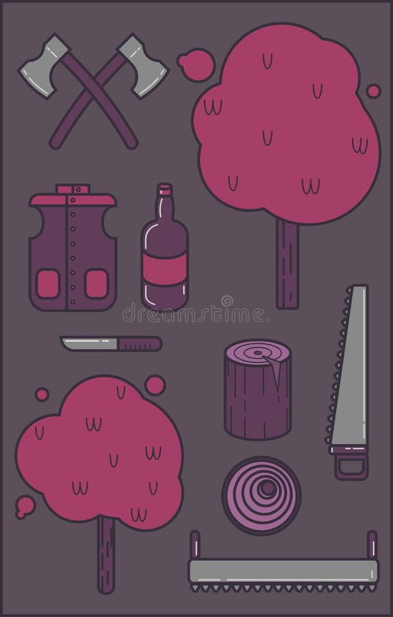 Lumberjack set stock vector. Illustration of infographics - 59500583