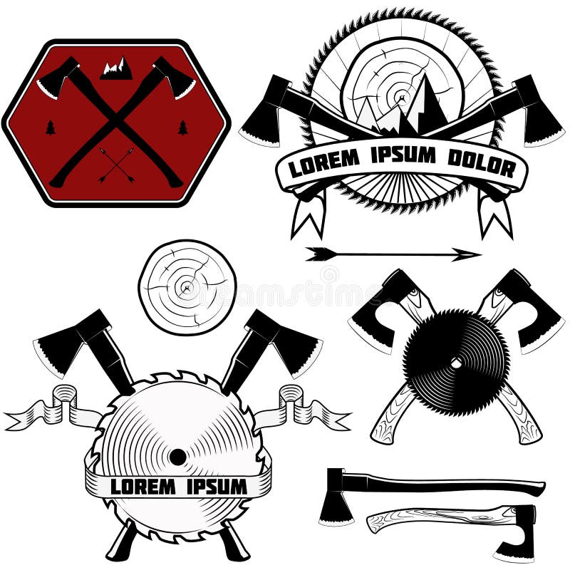 Lumberjack tools stock illustration. Illustration of badge - 56109436