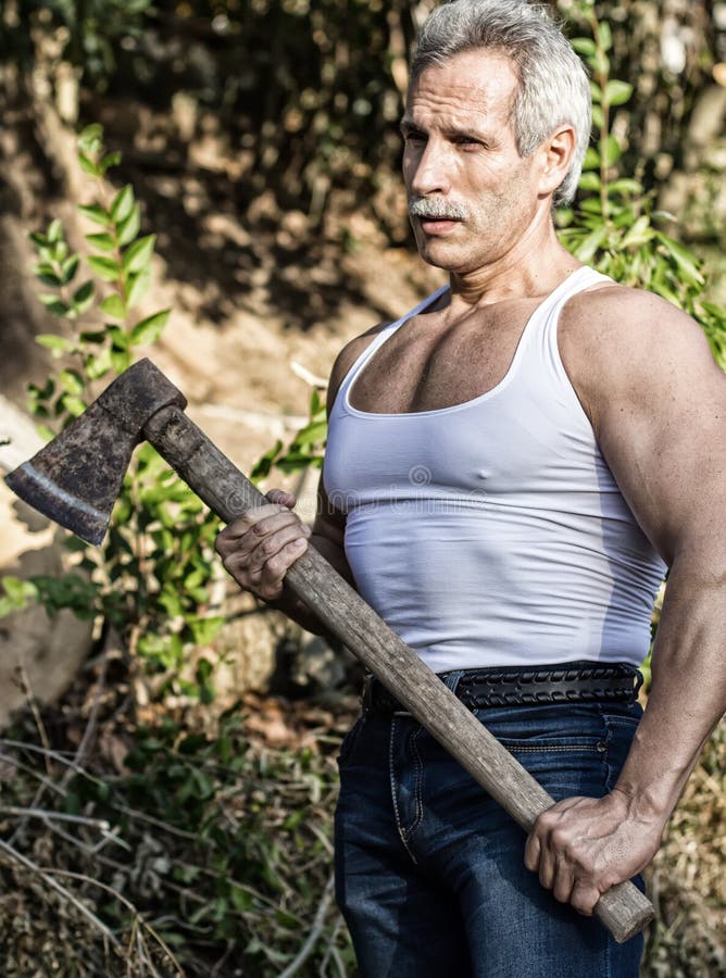 Lumberjack stock image. Image of trunk, muscular, tool - 44815475