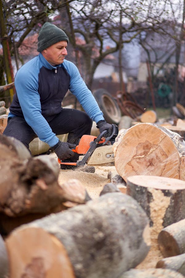 Lumberjack with Chainsaw at Work Stock Photo - Image of beech, farming ...