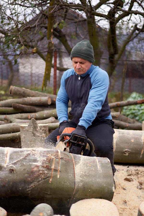 Lumberjack with Chainsaw at Work Stock Photo - Image of outdoor, person ...