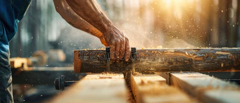 Lumberjack Working with Timber. Generative Ai Stock Illustration ...
