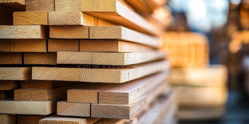 Lumberyard a Large Stack of Wooden Planks for Use in Various ...