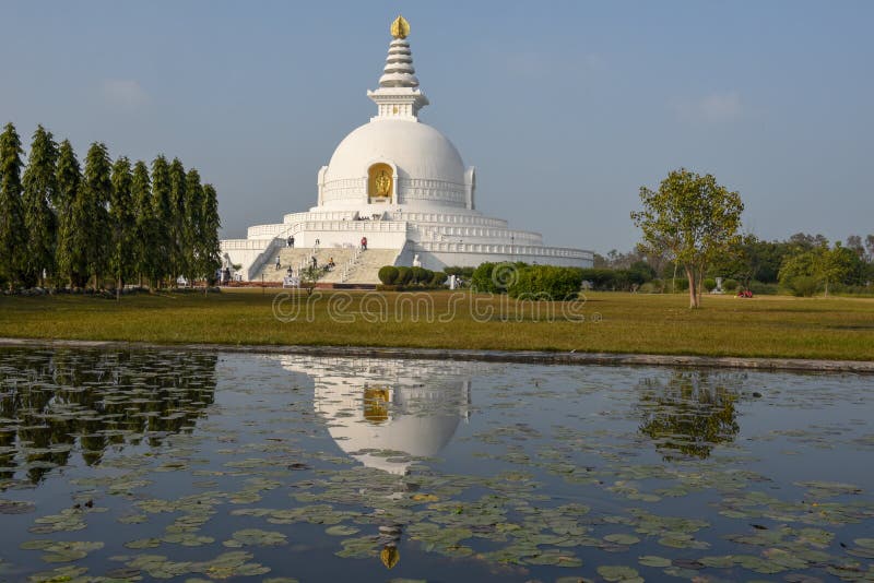 World Peace Pagoda at the Monastic Zone of Lumbini in Nepal Editorial ...