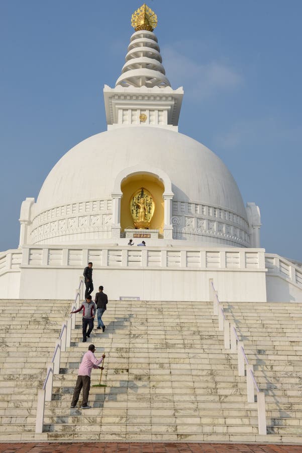 World Peace Pagoda at the Monastic Zone of Lumbini in Nepal Editorial ...