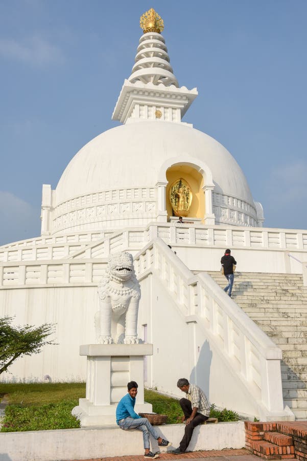 World Peace Pagoda at the Monastic Zone of Lumbini on Nepal Stock Image ...