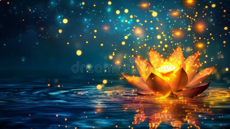 A Luminescent Blue Lotus Flower Radiating from within Stock Photo ...