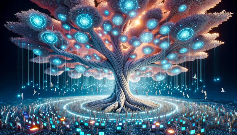 Luminescent Digital Tree Portals To the Metaverse on Every Leaf Stock ...