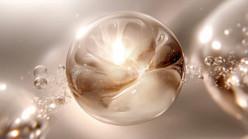 Luminescent Gold Sphere Reflecting Light and Subtle Textures in Motion ...