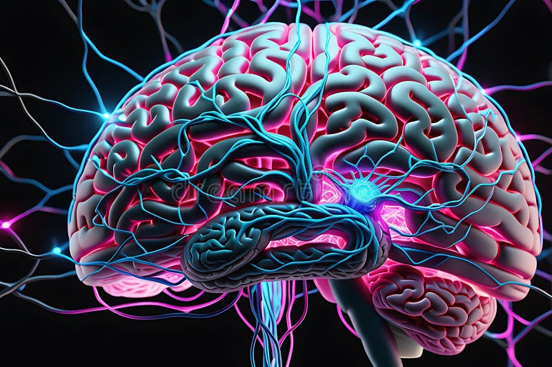 Luminescent Insight: Human Brain Illuminated from within, Showcasing ...