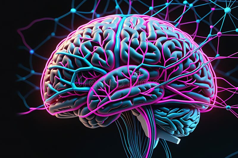 Luminescent Insight: Human Brain Illuminated from within, Showcasing ...