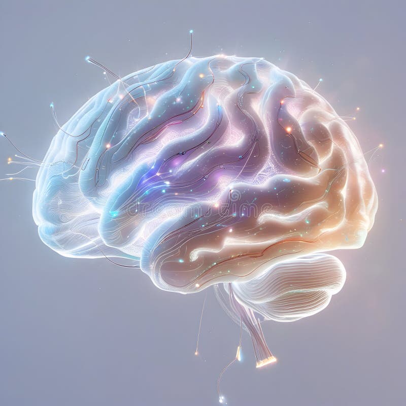 Luminescent Neural Network Brain Artificial Intelligence Stock Illustration - Illustration of ...
