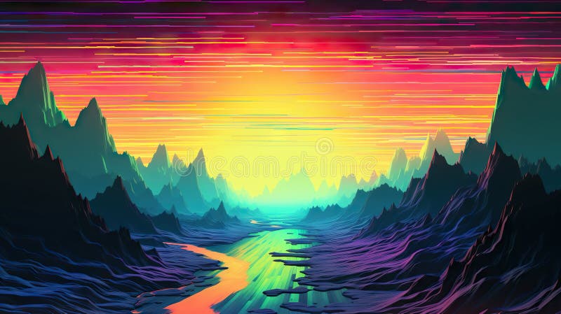 Luminescent Pixelscape Stock Illustrations – 4 Luminescent Pixelscape ...