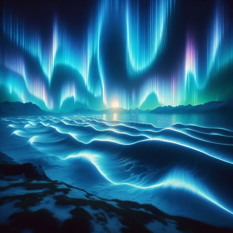 Luminogram of Aurora Borealis Over the Ocean a Luminogram of the Stock ...