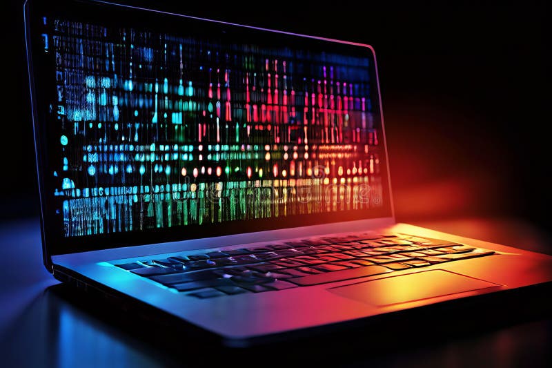 Luminogram Matrix Code a Glowing Laptop Screen Displayinca Stock ... Luminogram Matrix Code a Glowing Laptop Screen Displayinca Stock ...