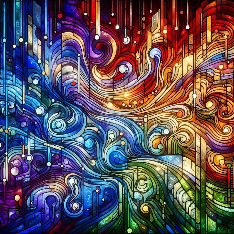 Luminogram Vibrant Glass Abstract Swirls of Light Representing Stock ...