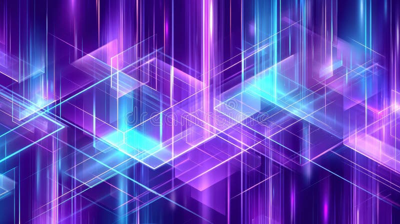 Luminous Abstract Background, Glowing Squares and Lines in a Futuristic ...