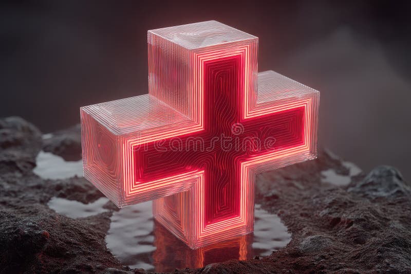 Luminous Abstract Cross Structure with Layered Design Set in Ethereal ...