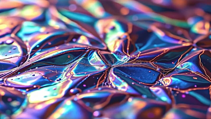 Luminous Abstract 3D Holographic Oil Surface, Vivid Color Combinations ...