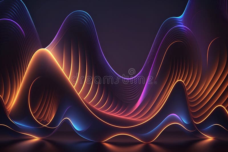 Luminous Abstract Waves with Vibrant Neon Lights in a Dark Background ...
