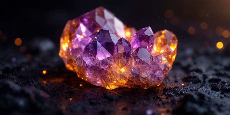 Luminous Crystal Cluster Rock Glowing Inner Light Stock Photos - Free ...