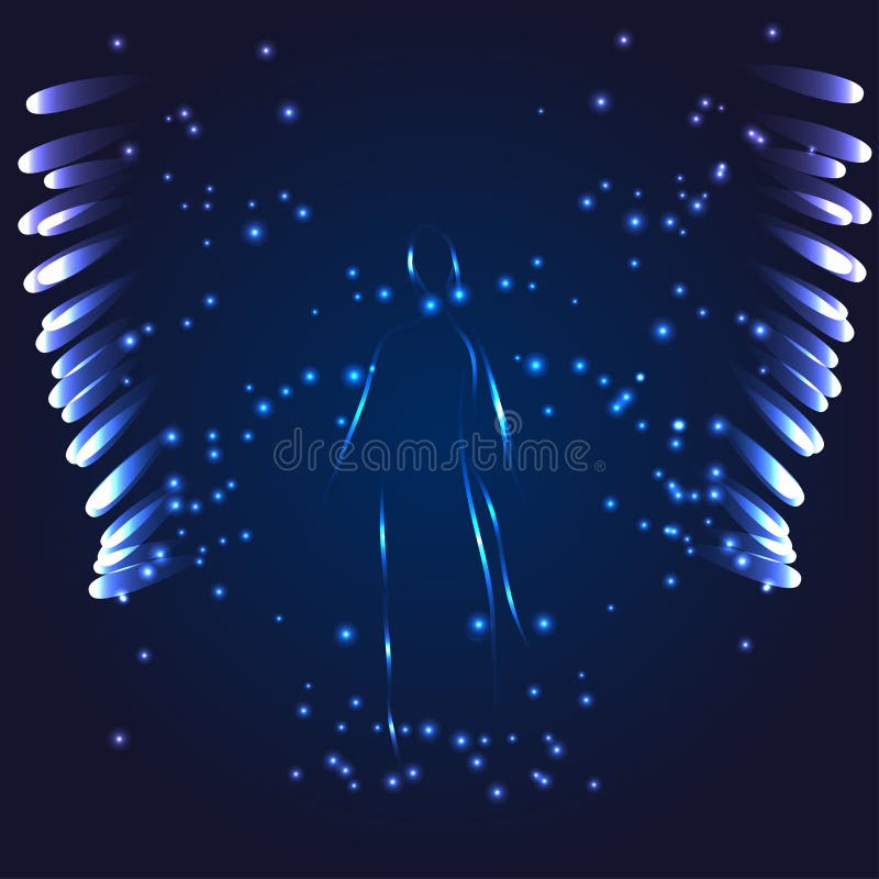 Luminous Angel On A Dark Background Stock Vector - Illustration of ...