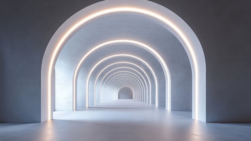 Luminous Archway Tunnel: Modern Minimalist Architectural Design Stock ...