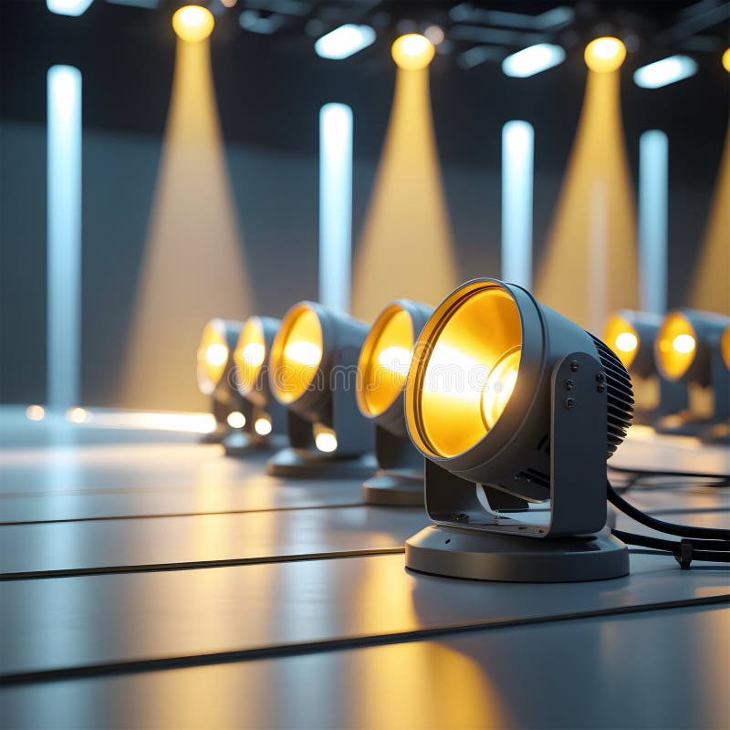 Luminous Array: Minimalist Stage Glow Stock Illustration - Illustration ...