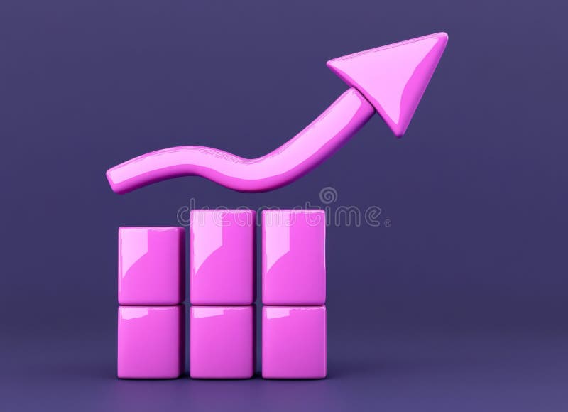 A Luminous Arrow Rises Up a White, Three-dimensional Bar Graph ...