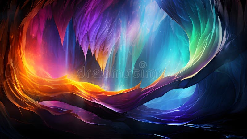 Luminous Beams of Color Cascade in a Waterfall-like Flow Stock Image ...