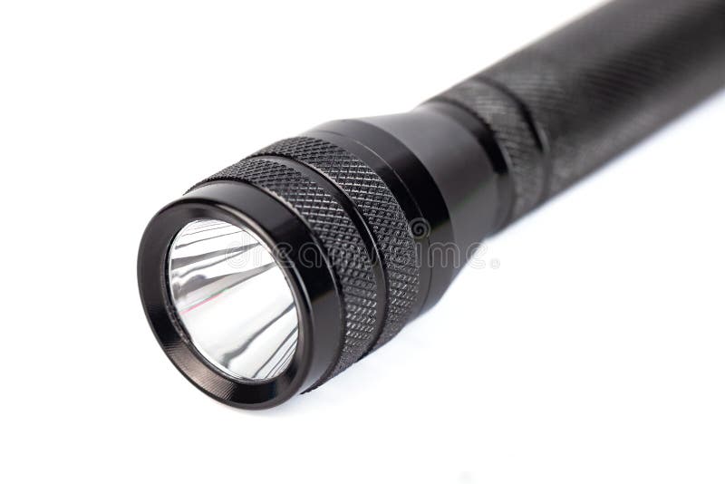 Luminous Black Flashlight Isolated on a White Background Stock Image ...