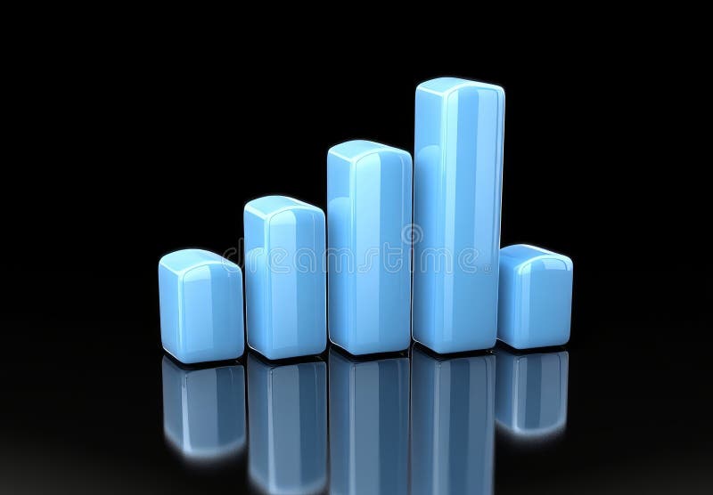 A Luminous Blue Bar Graph, Growing Taller, Emerges from a Dark, Shiny ...