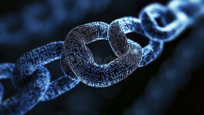 Luminous Blue Chain of Interconnected Particles Stock Illustration ...