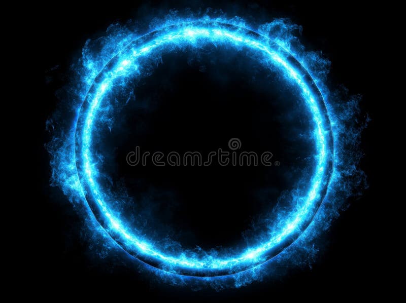 A Luminous Blue Circular Gateway with Radiant Light Beams Stands Out ...