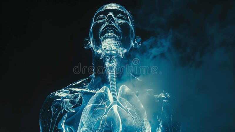 Luminous Blue 3D Rendering of Human Lungs, Highlighting the Respiratory ...