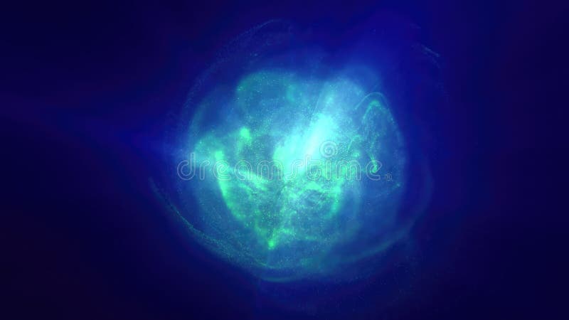 A Luminous Blue Energy Sphere Core Floating in a Dark Void, Evoking a ...