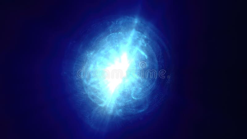 A Luminous Blue Energy Sphere Core Floating in a Dark Void, Evoking a ...