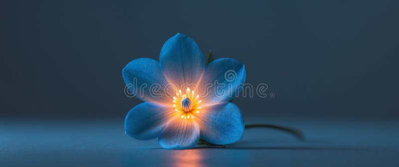 Luminous Blue Flower Glowing with Orange Lights Stock Image - Image of ...