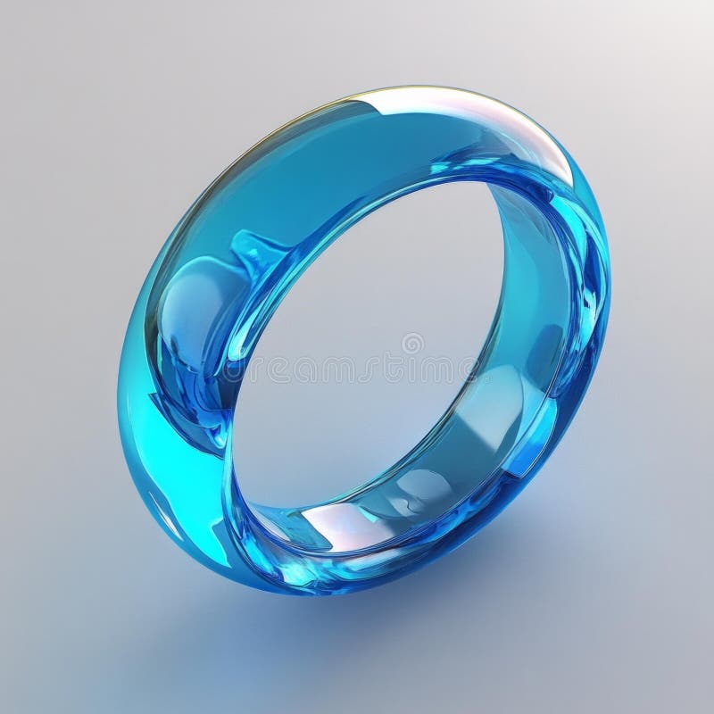 Luminous Blue Glass Ring with Smooth Reflective Surface Stock Image ...